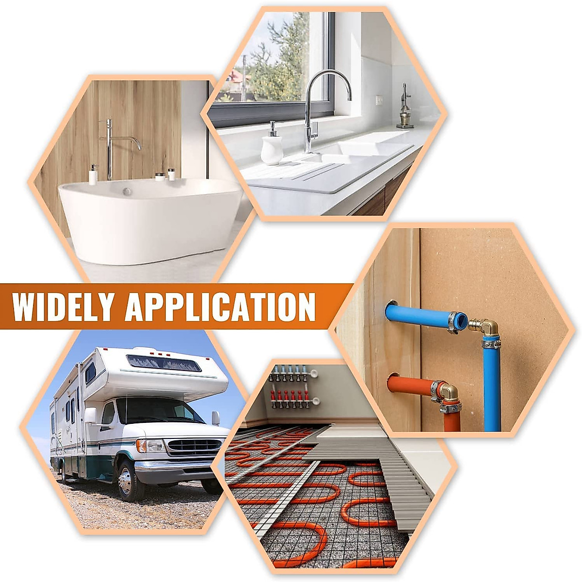 SUNGATOR 5-Pack 3/4" Pex Tee, No Lead Brass 3/4" Inch Pex T Fittings