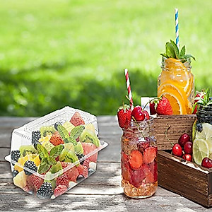 50 Pcs Clear Plastic Hinged Take Out Containers Disposable Clamshell Food Cake Containers with Lids 7.3 x 4.9 x 3.8 inch for Dessert, Cakes, Cookies, Salads, Pasta, Sandwiches