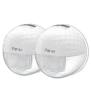 Paruu P10 Hands-Free Breast Pump Wearable, 338mmHg Strong Suction, Low Noise, 4 Modes & 9 Levels, Electric Breast Pump Portable, Smart Display, 19/21/24/28mm Insert/Flange, Easy to Clean, 2 Pack