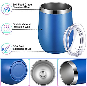 16 Packs Stainless Steel Wine Tumblers with Lids, 12 oz Insulated Wine Tumbler Stemless Double Wall Vacuum Wine Glass Coffee Tumbler Bulk Drinking Cup for Hot or Cold Drink Soda Whiskey, 16 Colors