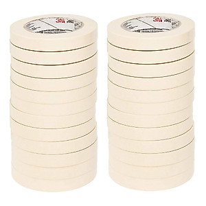 3M Highland Economy Masking Tape-Economy Masking Tape, 3 Inch Core Size, 3/4 Inch x 120 Feet, Crepe Paper Pack of 24