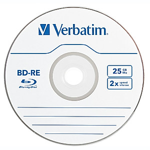 Verbatim BD-RE 25GB 2X with Branded Surface - 10pk Spindle,White