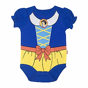 Disney Princess Snow White Belle Aurora Newborn Baby Girls 5 Pack Bodysuits Aurora, Snow White, Ariel, Cinderella, Belle 0-3 Months