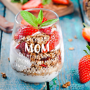 Modwnfy Funny Gift for Mom, Mother's Day Wine Glass, Best Mommy Stemless Wine Glass, Mothers Day Gifts for Mom New Mom Mother Mama Women Wife, Daughter Gifts from Mom On Baby Shower, 15 Oz