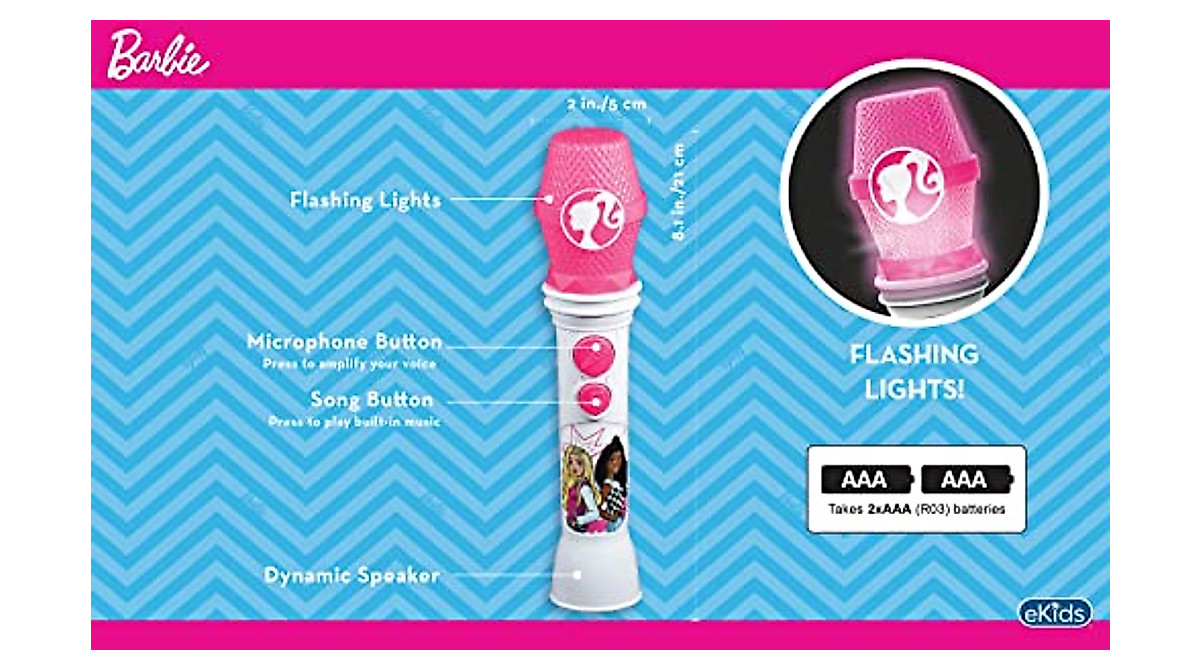 EKids Barbie Microphone for Kids - Fun Karaoke Toy