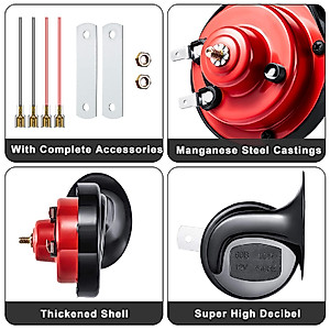 Ouffun Super Loud Waterproof Dual Horns, 12V 300DB, Universal Fit Kit for Cars, Motorcycles, Trucks, Trains & Boats (2 PCS)