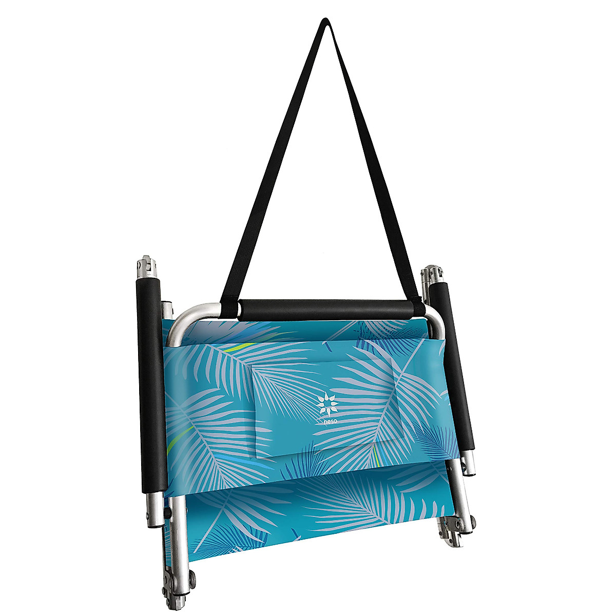 2 Pack of Neso Lightweight Water Resistant Beach Chairs with Shoulder Strap and Slip Pocket - Folds Thin (Aqua Fronds)