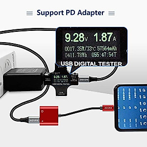 AGVEE 2-in-1 USB-C to 3.5mm Microphone Headphone Adapter, Type-C Mic AUX Earbud Splitter, USBC Audio Earphone Converter, PD 27W Charger Dongle for Samsung S21 S20 Note 20/10, iPad Pro, Pixel, Red