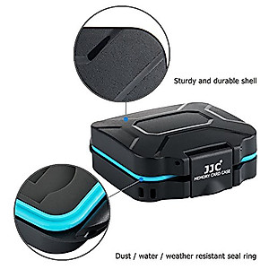 JJC Deluxe 8 Slots Compact Memory Card Case Holder Box Organizer for SD microSD SDXC microSDXC SDHC microSDHC TF Card, Travel-Friendly Memory Card Container with Water-Resistant & Shockproof Function