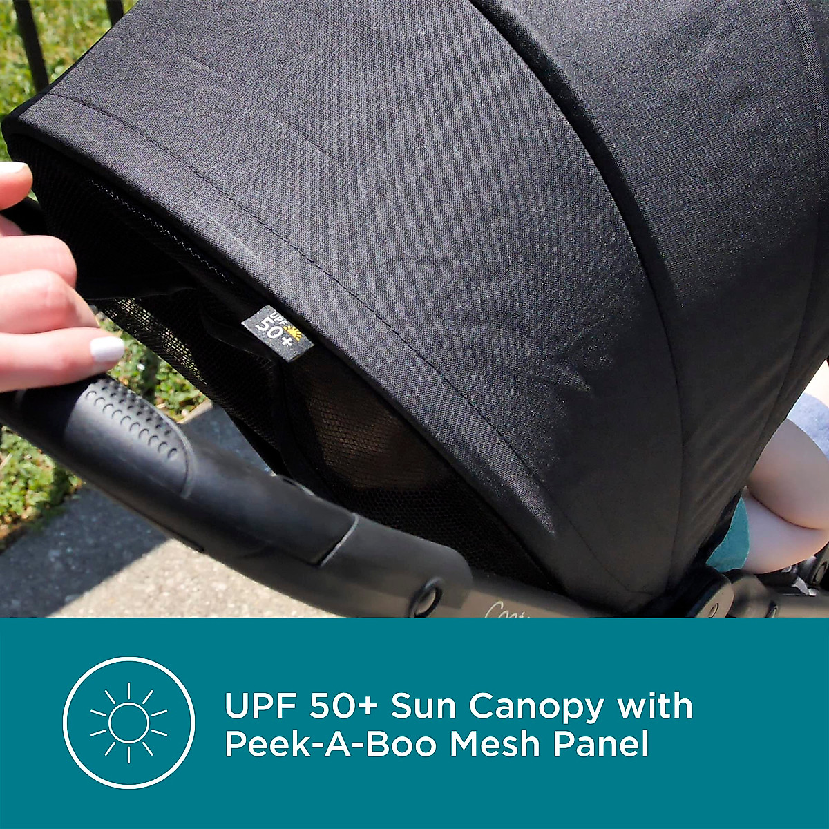 Contours Itsy Baby Stroller, Ultra-Sturdy Compact Stroller for Travel, Lightweight Toddler Travel Stroller, Toddler Stroller with Easy Carry Handle, Large UPF 50+ Sun Canopy, Storage Basket - Black