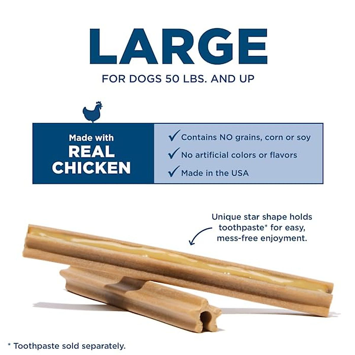 BARK Bright Dental Sticks for Large Dogs Chews, 12.2 oz., Count of 15