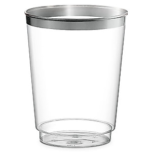 PLASTICPRO Disposable Plastic Tumblers (Silver Rim, 50)