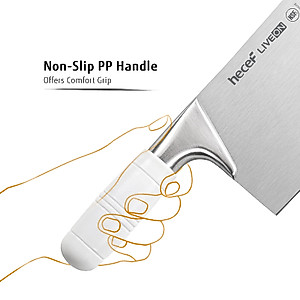 hecef Cleaver Knife 8.2 Inch, Chinese Chef Knife, German Stainless Steel Slicer Cleaver, Vegetable Meat Cutting Knife for Home & Restaurant, Yellow, NSF Certified