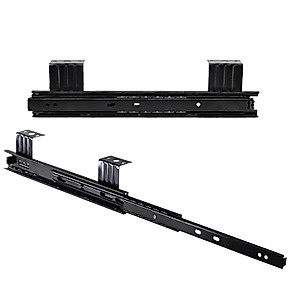 10in/12in Keyboard Tray Slides Black 1-Pair Heavy Duty Metal Ball Bearing Drawer Runners - Can Support 40kg - 3 Fold Extension - For Under Desk Computer Slides/Cabinet Slides ( Color : Black , Size :
