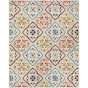 SAFAVIEH Sagamore Collection Area Rug - 8' x 10', Light Grey & Terracotta, Floral Trellis Design, Non-Shedding & Easy Care, Ideal for High Traffic Areas in Living Room, Bedroom (SAG425A)