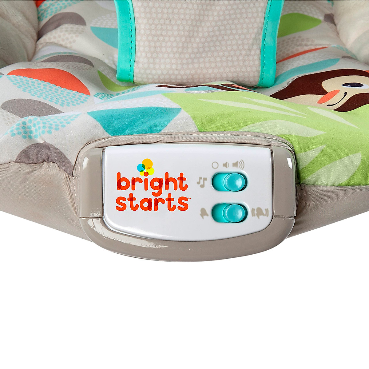 Bright Starts Happy Safari Vibrating Baby Bouncer Seat with 3-Point Harness and-Toy Bar, Age 0-6 Months