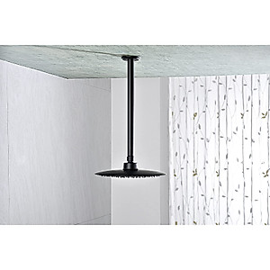 Anpean 12 Inch Shower Arm and Flange Matte Black, Ceiling Mounted Shower Arm for Rain Shower Head