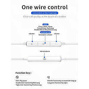 AUNC 2 Pack [Apple MFi Certified] Earbuds Wired Headphones with 3.5mm Plug Built-in Microphone Remote to Control Music,Phone Calls,Volume,Compatible with iPhone,iPad,iPod,PC,Android, White