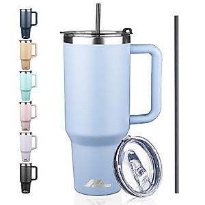 StarSpeed 40 oz Tumbler with Handle and Straw Lid | Stainless Steel Water Bottle Travel Mug Reusable Insulated Cup With Lid And Straw, Keep Cold Heat and Ice for Hours(40oz,Blue)