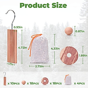 Ucomins Cedar Blocks 50Pack, Red Cedar Rings, Balls & Sachets for Closet and Drawer Storage, Scented Cedarwood for Clothes