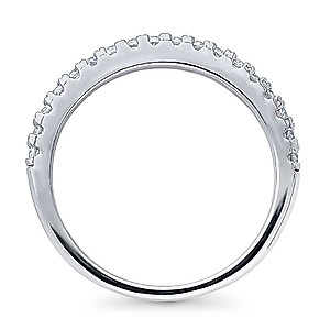 BERRICLE Sterling Silver Wedding Rings Pave Set Cubic Zirconia CZ Half Eternity Ring for Women, Rhodium Plated Size 5