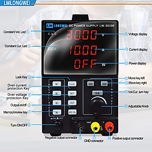LWLONGWEI DC Power Supply Variable, Programmal Control 30V 10A Adjustable Switching Regulated DC Bench Power Supply with 4-Digits LED Power Display 5V/2A USB Output, (4sets 30V 10A)