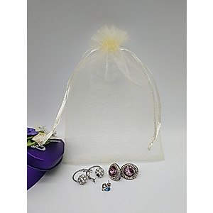 Ankirol 100pcs Sheer Organza Favor Bags 5x7'' for Wedding Bags Samples Display Drawstring Pouches (Champagne)