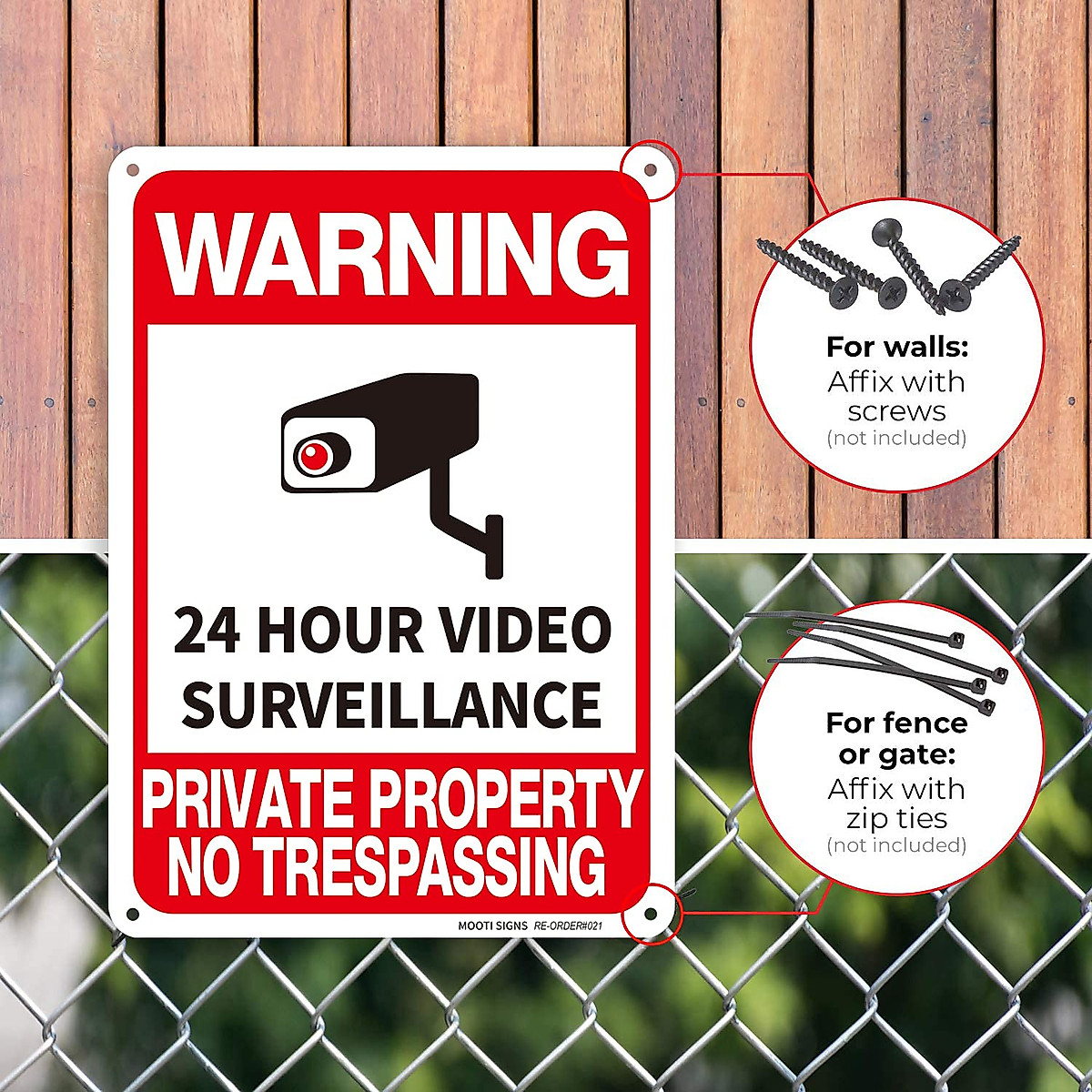 Video Surveillance 2 Pack Private Property No Trespassing Signs, CCTV Security Camera, 10x7 in Heavy 0.40 Aluminum, UV Protected, Business, Driveway Alert (Style 1 10X7 2 Pack)