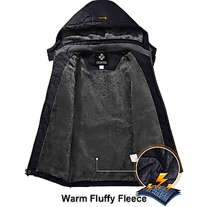 GEMYSE Boy's Waterproof Ski Snow Jacket Fleece Windproof Winter Jacket with Hood (Black,8)