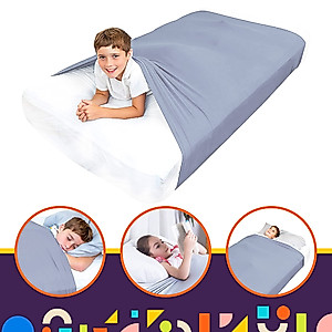Special Supplies Sensory Bed Sheet for Kids Compression Alternative to Weighted Blankets - Breathable, Stretchy - Cool, Comfortable Sleeping Bedding (Grey, Twin)