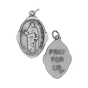 1" Saint and Holy Subject Medal with Prayer Card | Over 25 Different Saints | Durable and Detailed Charm | Pendant Medal Carded with Prayer | Christian Jewelry (St. Rose of Lima)