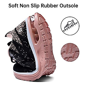 MEHOTO Womens Fashion Lightweight Tennis Walking Shoes Sport Air Fitness Gym Jogging Running Sneakers, Color Peachblack, Size 9.5