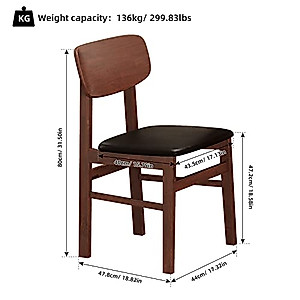 RUNWON 5 Pieces Rustic Retro Kitchen Set with 1 Dining Table and 4 Chairs, Antique Brown