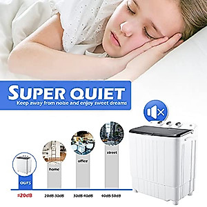 Homguava Portable Washing Machine 15Lbs Capacity Washer and Dryer Combo 2 In 1 Mini Compact Twin Tub Washing Machine Laundry Washer(10Lbs) & Spinner(5Lbs) with Built-in Gravity Drain Pump,Low Noise and Easy Store for Apartment,Dorms,RV Camping (black+whit
