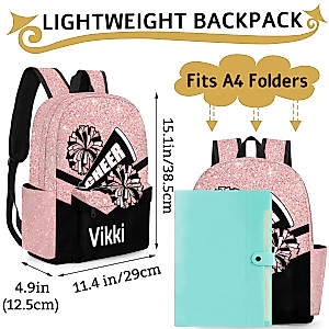 OMFUNS Pink Glitter Cheer Customized Kids Backpack for Girls Cheerleaders Personalized Preschool Toddler Backpack Kindergarten Nursery Bookbag Travel Children School Bag
