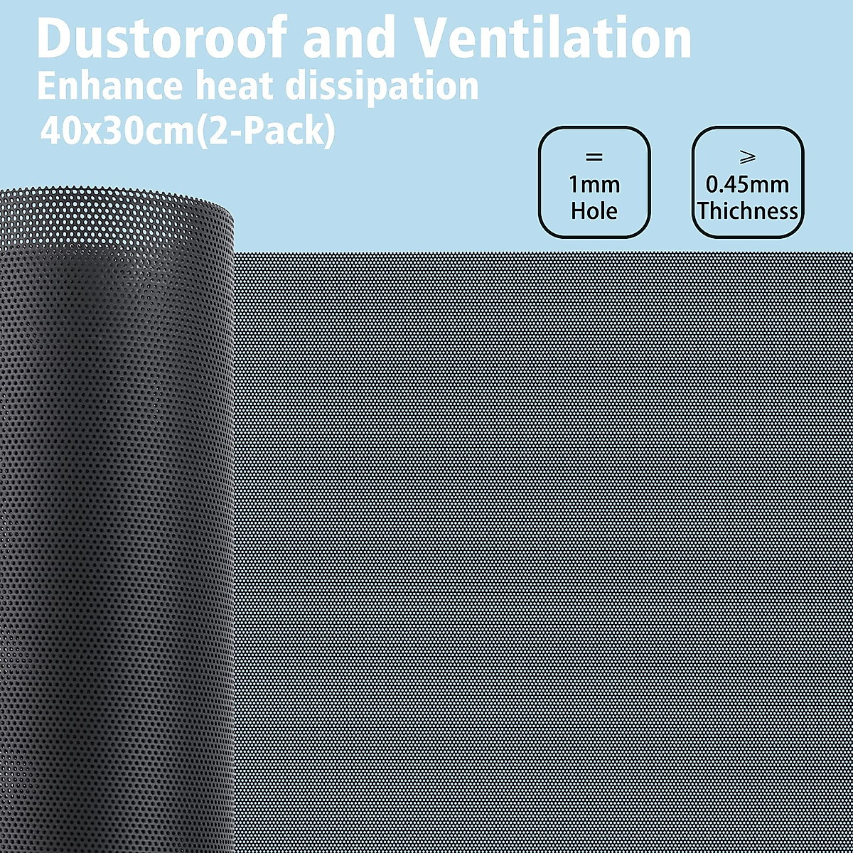 400x300mm DIY PC Case Dust Mesh Filter, 2Pack PVC Dustproof Mesh Filter Cover with Magnetic Strip for Computer PC Case