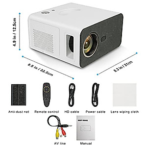Suvisukua HD Native 1080p,5G WiFi Bluetooth Smart Home Projector,4K Projector for Outdoor Movies, Support Correct Trapezoid, Digital Zoom,Compatible with HDMI, USB, Laptop, PC, TV Stick, DVD