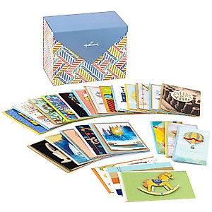 Hallmark Pack of 24 Handmade Assorted Boxed Greeting Cards, Herringbone Pattern—Birthday, Baby Shower, Wedding, Sympathy, Thinking of You, Thank You Cards