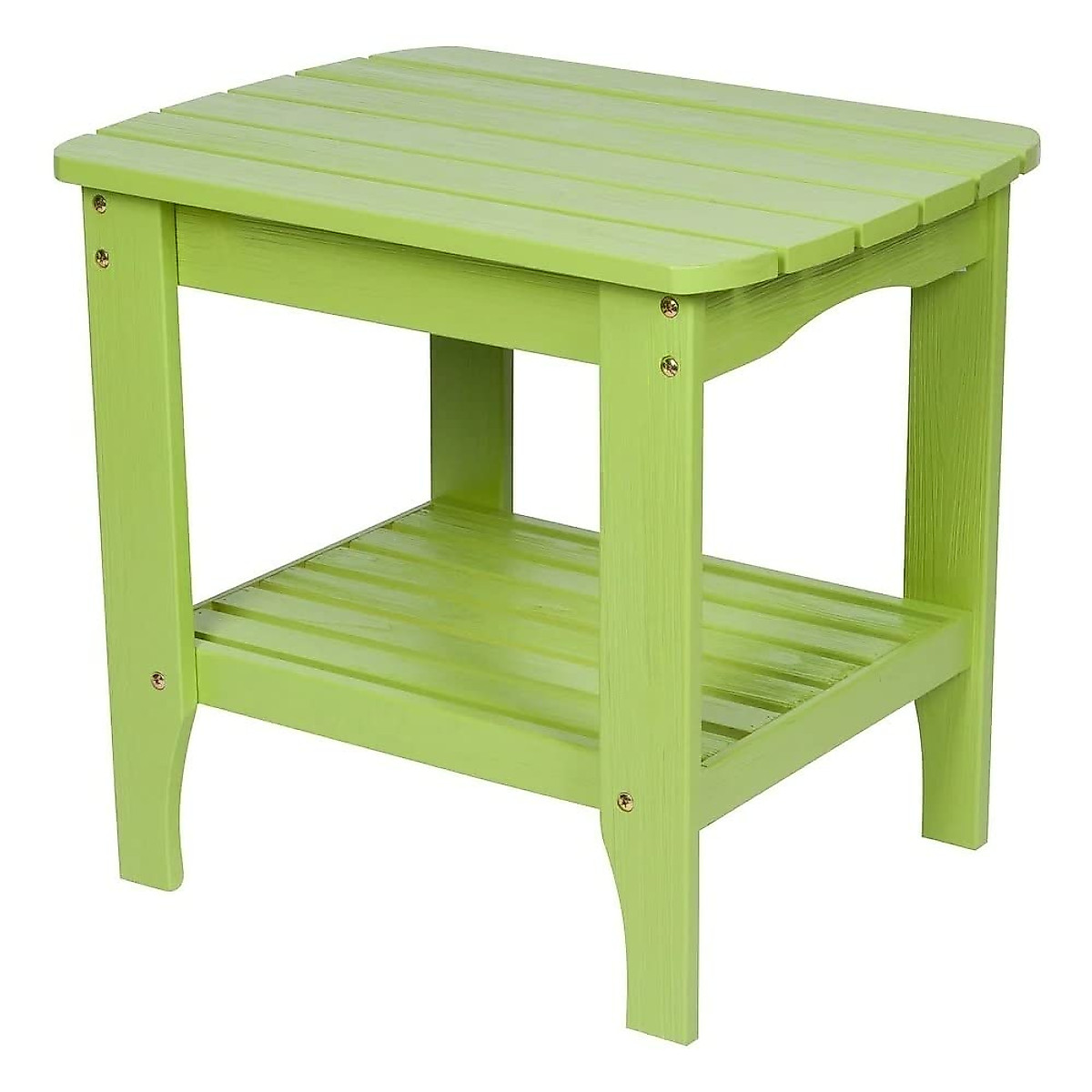 Classic Adirondack Rectangle Patio Table with Slated Top & Genuine Cedar Wood Construction 24" Lx19 Wx22 H | Lime Green Color Weatherproof Finish Best for Indoor Outdoor Use | Water & Rust Resistant