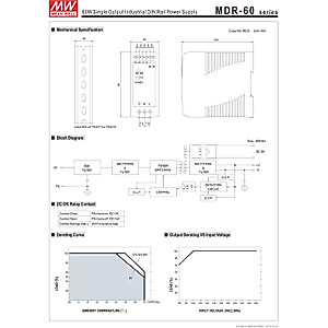 MW Mean Well MDR-60-12 12V 5A 60W Single Output Industrial DIN Rail Power Supply