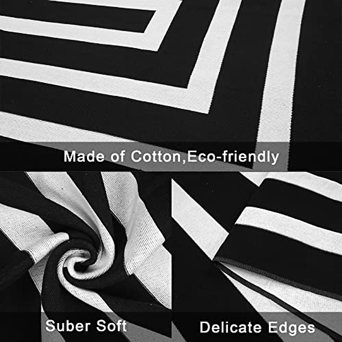 Lanffia Black and White Area Rug 6x9ft Contrasting Geometric Modern Stripe Symmetrical Indoor Outdoor Rug Machine Washable Extra Large Rugs Woven Cotton Floor Carpet for Living Room/Balcony/Backyard