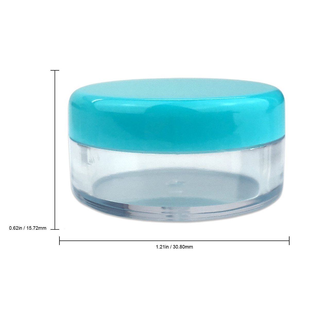 (Quantity: 50 Pieces) Beauticom 5G/5ML Round Clear Jars with Teal Sky Blue Lids for Scrubs, Oils, Toner, Salves, Creams, Lotions, Makeup Samples, Lip Balms - BPA Free