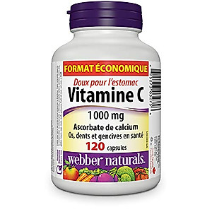 Webber Naturals Vitamin C Calcium Ascorbate 1000 mg · Stomach Friendly, 120 Capsules
