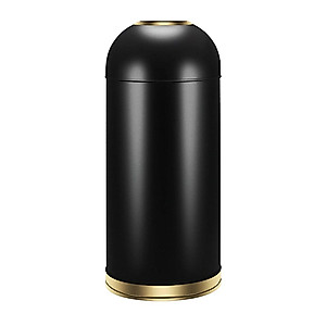 Trash cans Indoor Outdoor Stainless Steel Barrel-Shaped Open Top Trash Can 52 Liters/13.7 Gallons,Without Lid,with Removable Inner Barrel,Commercial Grade Garbage Bin (Color : Black Gold, Size : 13.