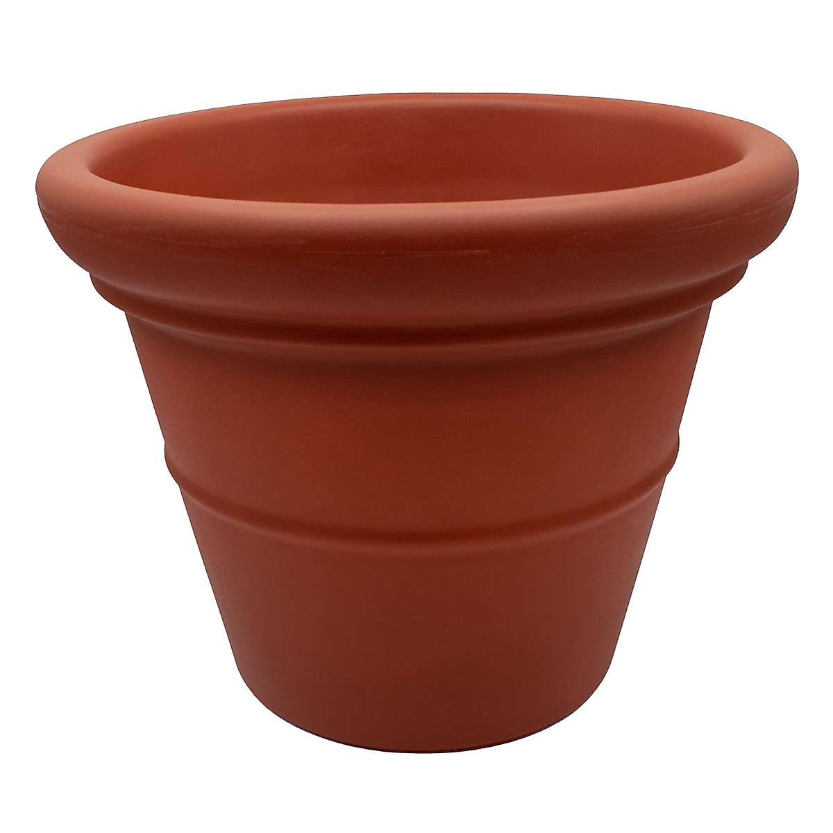 The HC Companies 17 Inch Terrazzo Large Round Planter - Rolled Rim Weather Resistant Decorative Plastic Plant Pot with Drainage for Indoor Outdoor Use, Clay