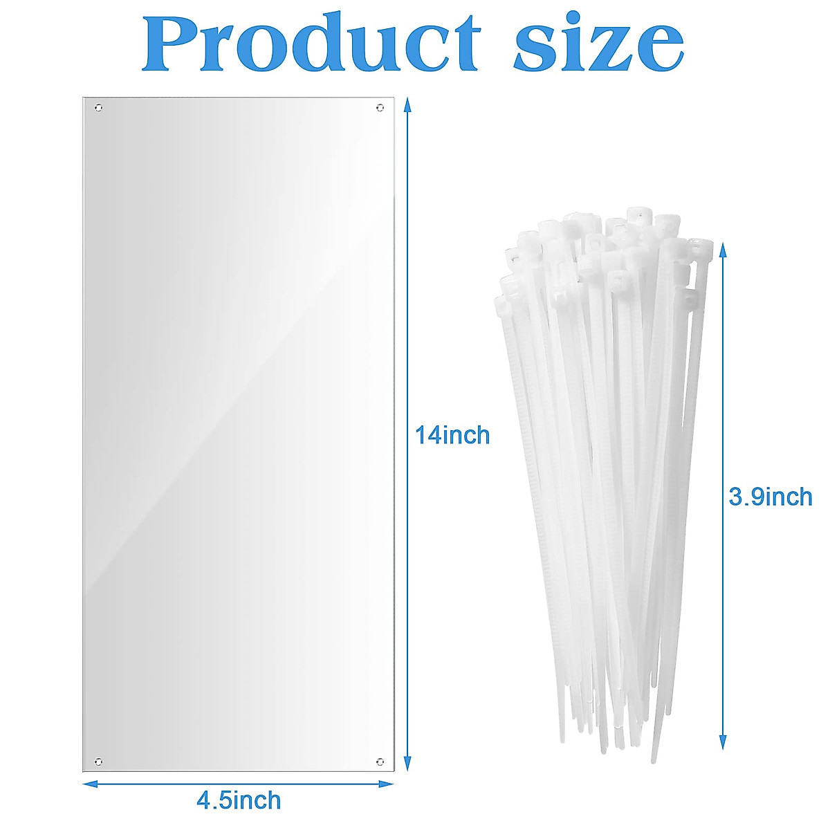 Kathfly 8 Pcs Clear Cage Edge Liner 14" x 4.5" Guinea Pig Urine Guard Side Lining Sheet Cage Guard Accessories with Holes Zip Ties for Chinchilla Ferret Hamster Rat Bird and Other Small Animal