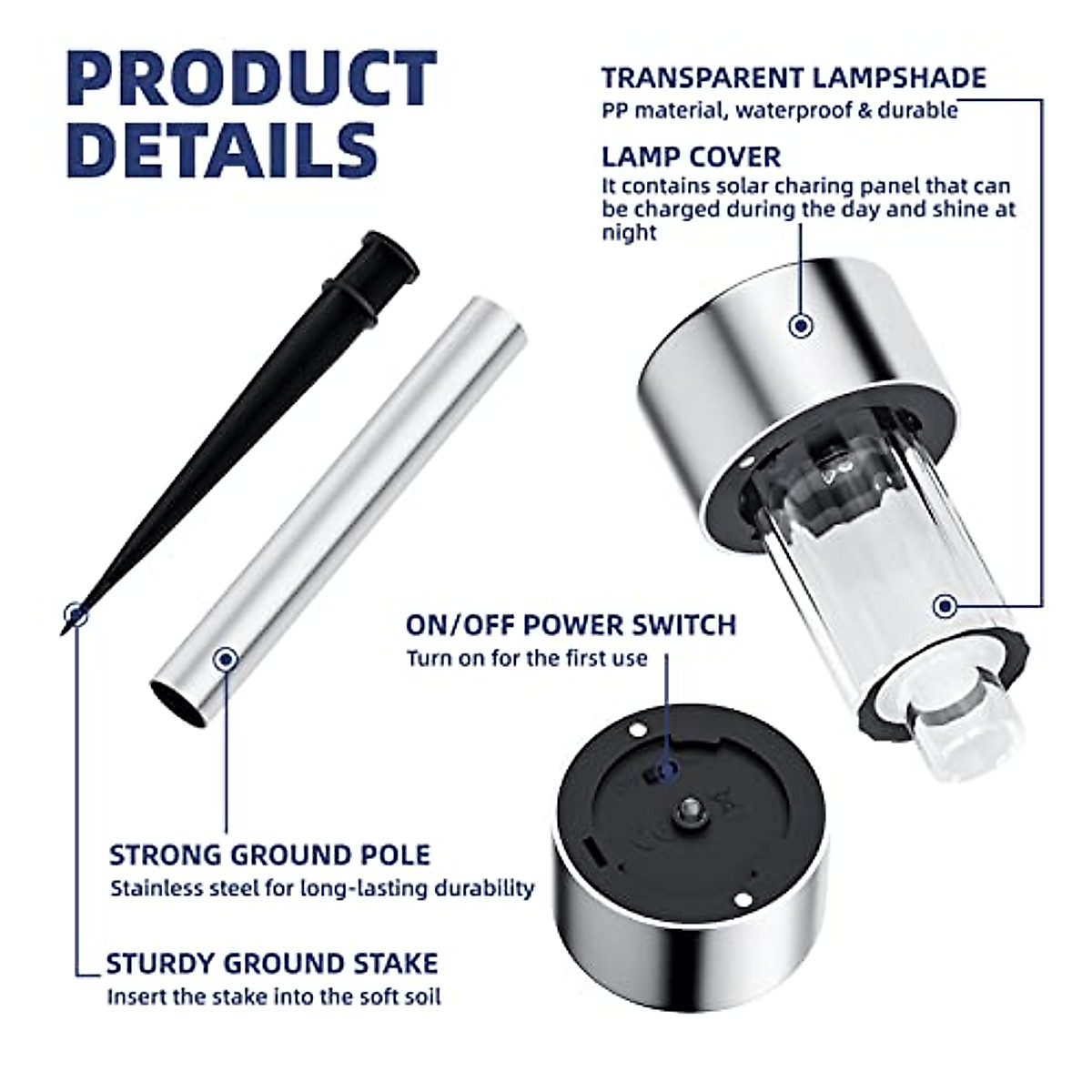 Cvosua Solar Outdoor Lights 12 Pack, Waterproof Outdoor Lights, Solar Garden Lights, Solar Powered Landscape Lighting for Pathway, Patio, Yard, Lawn, Walkway, Deck and Driveway