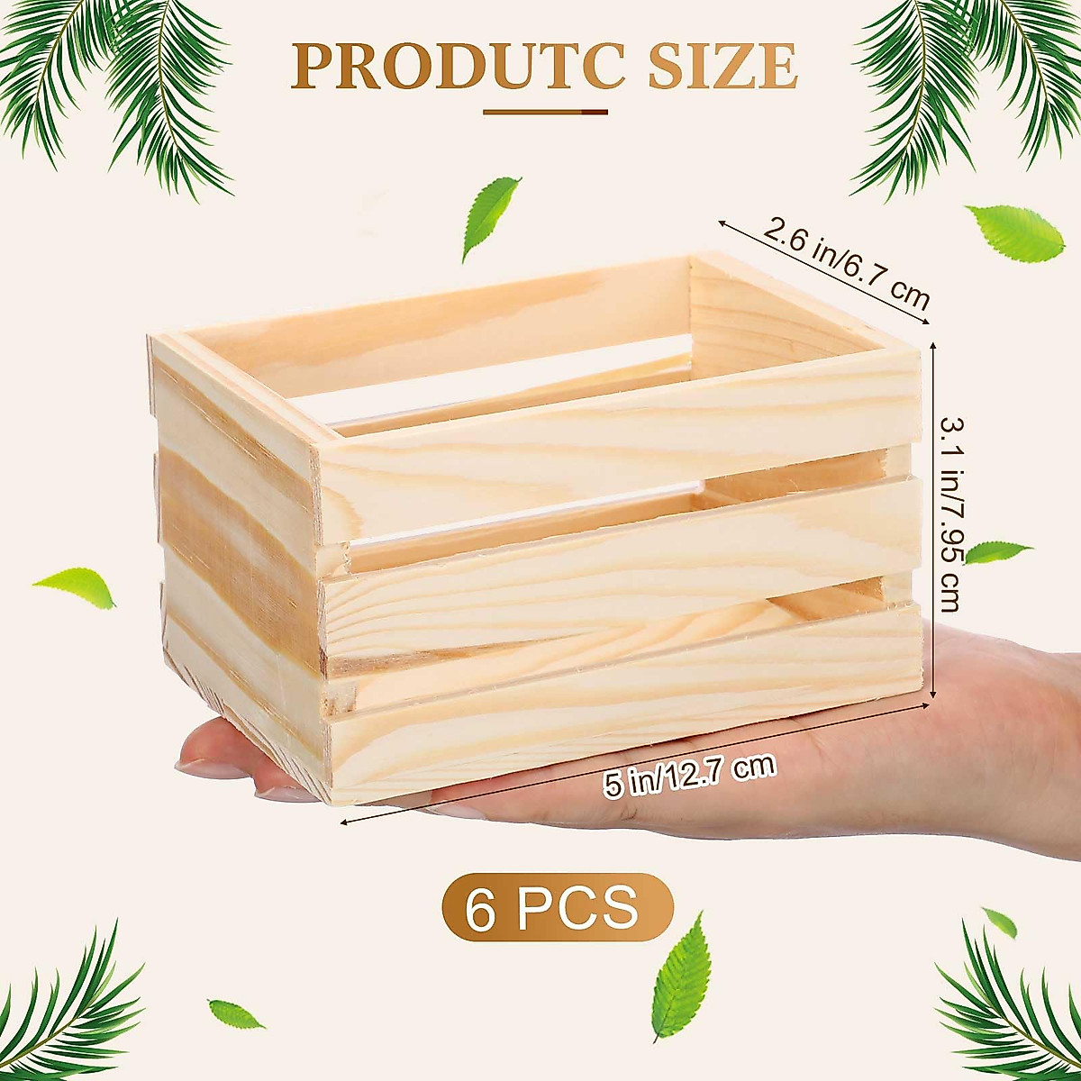 Roowest Small Wooden Crates 5" Craft Nesting Wood Basket Unfinished Storage for Display Storage Decor DIY Milk Wine Towel Toys Retail Art Craft Home Bathroom(24 Pcs)