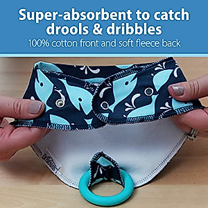 Dr. Brown's Super Soft & Absorbent Baby Bandana Bib with Snap-On Teether, 3m+, 2-Pack, Arrows & Herringbone