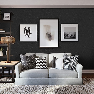 Black Wallpaper Peel and Stick Wallpaper Black Silk Wallpaper for Bedroom Solid Black Contact Paper for Cabinets Self Adhesive Removable Wallpaper Embossed Textured Wallpaper Waterproof 15.7“×118”